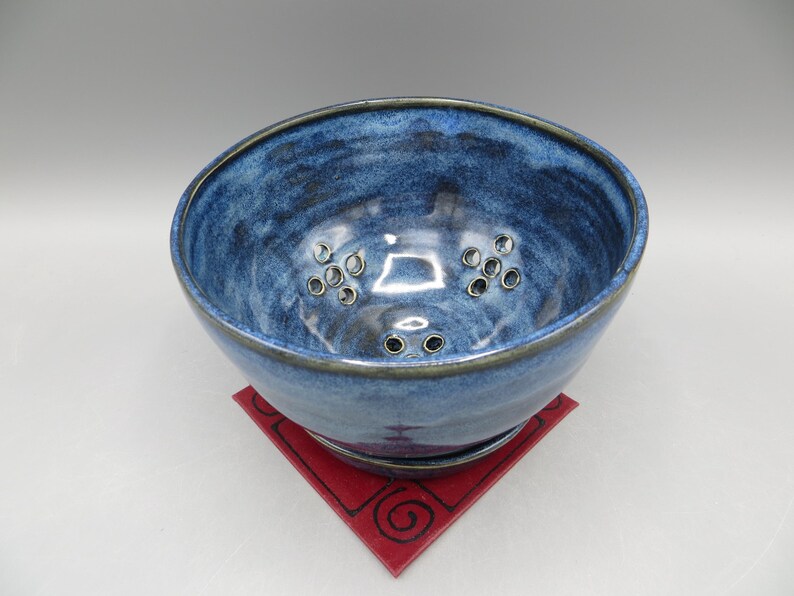 Handmade Pottery Berry Bowl With Tray: Porcelain Colander - Etsy