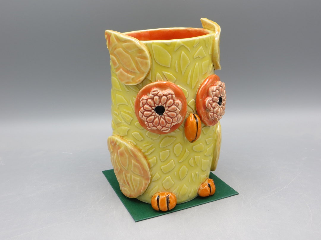 Handmade Pottery Owl Vase; Owl; Owl Planter; Owl Container - Etsy