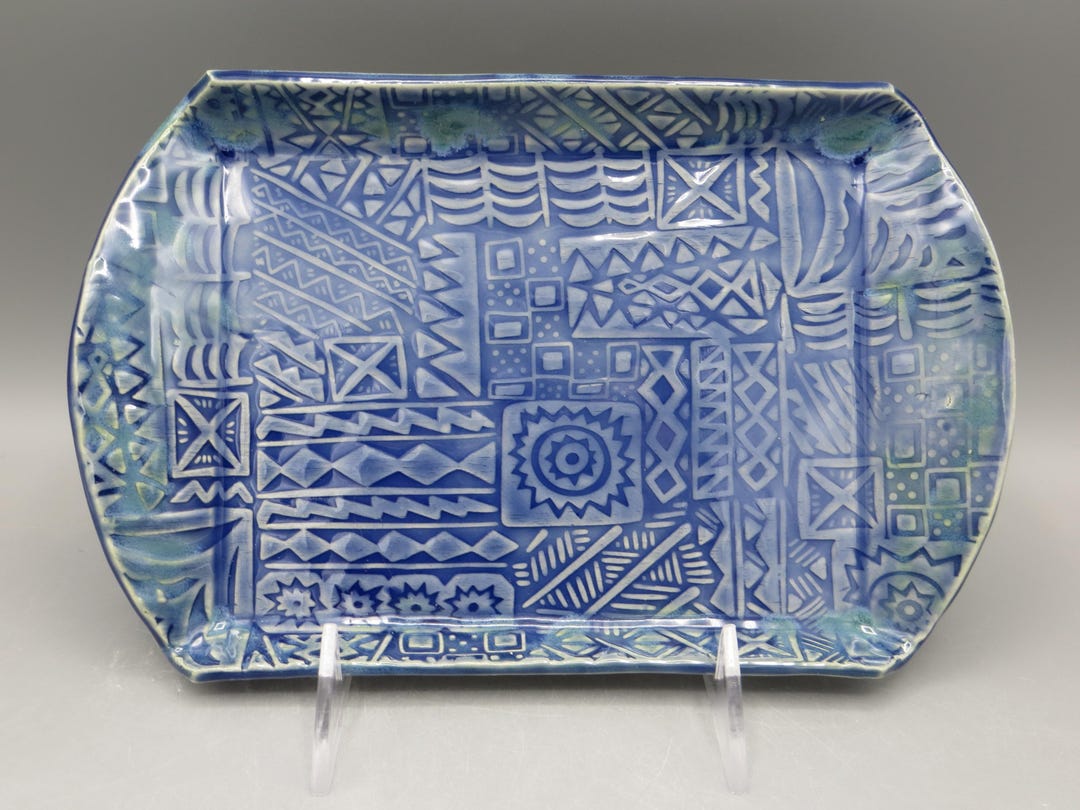 Plate, Small Embossed Pottery Plate Small Rectangular Plate Ginkgo ...