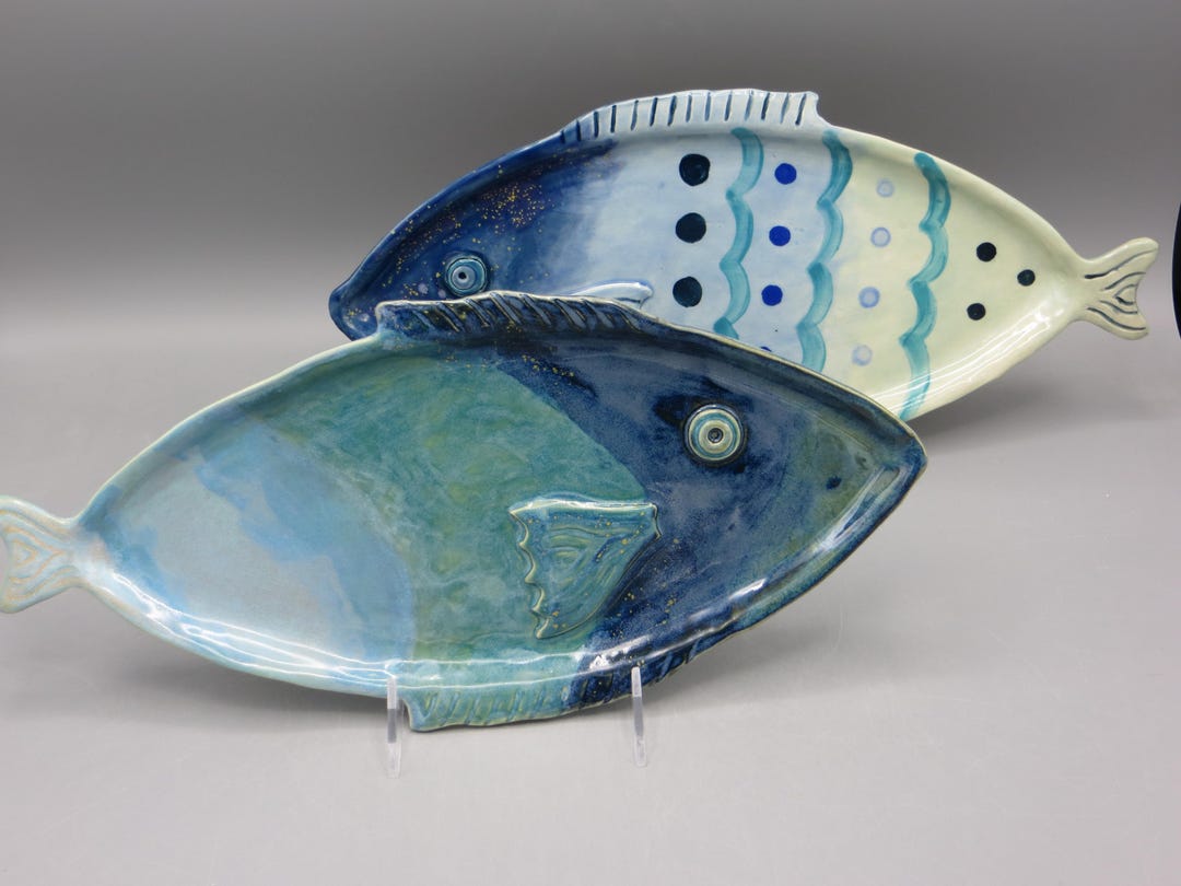 Handmade Pottery Fish Plate: Sushi Appetizer Serving Dish - Etsy