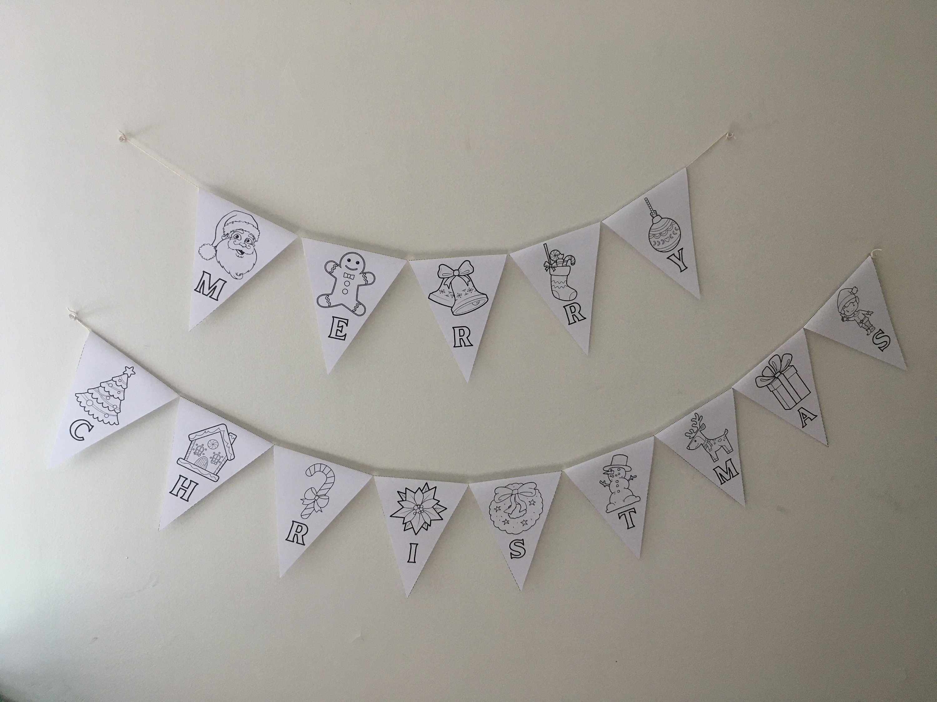 Kid's Coloring Printable Christmas Banner Bunting, Kid's Christmas ...
