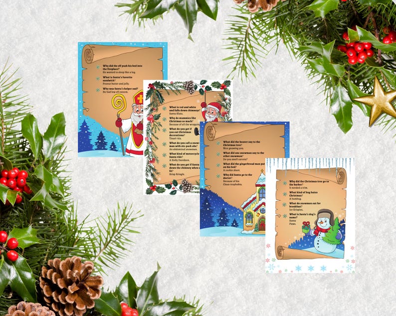 50 Christmas Jokes for Kids, Illustrated Digital Download Printable ...