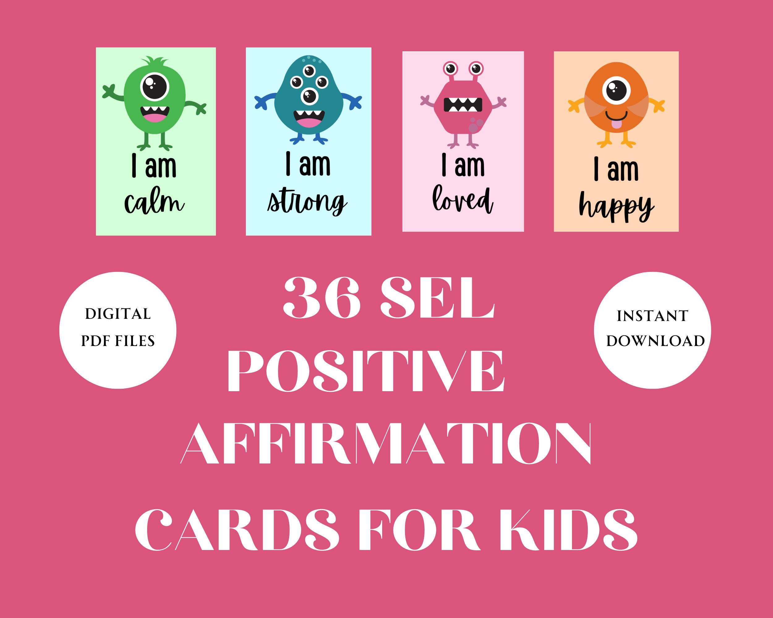 Positive Affirmation Cards for Kids, Printable Digital Download, Social ...