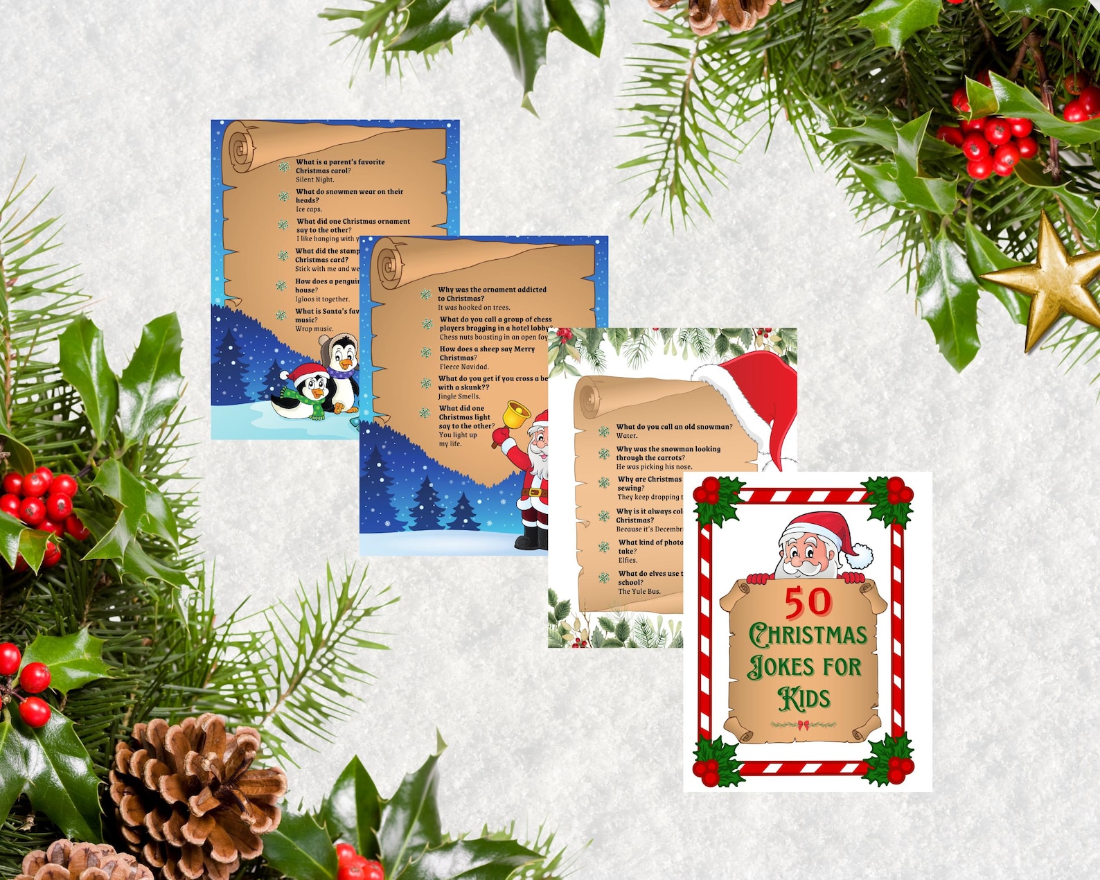 50 Christmas Jokes for Kids, Illustrated Digital Download Printable ...