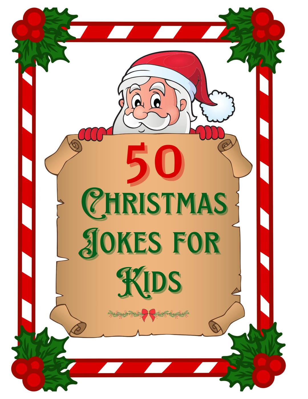 50 Christmas Jokes for Kids, Illustrated Digital Download Printable ...