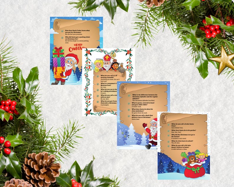 50 Christmas Jokes for Kids, Illustrated Digital Download Printable ...