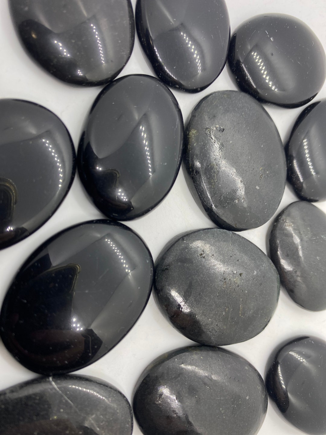 BLACK OBSIDIAN Worry Stone Natural Stone Hand Carved Gemstone Worry ...