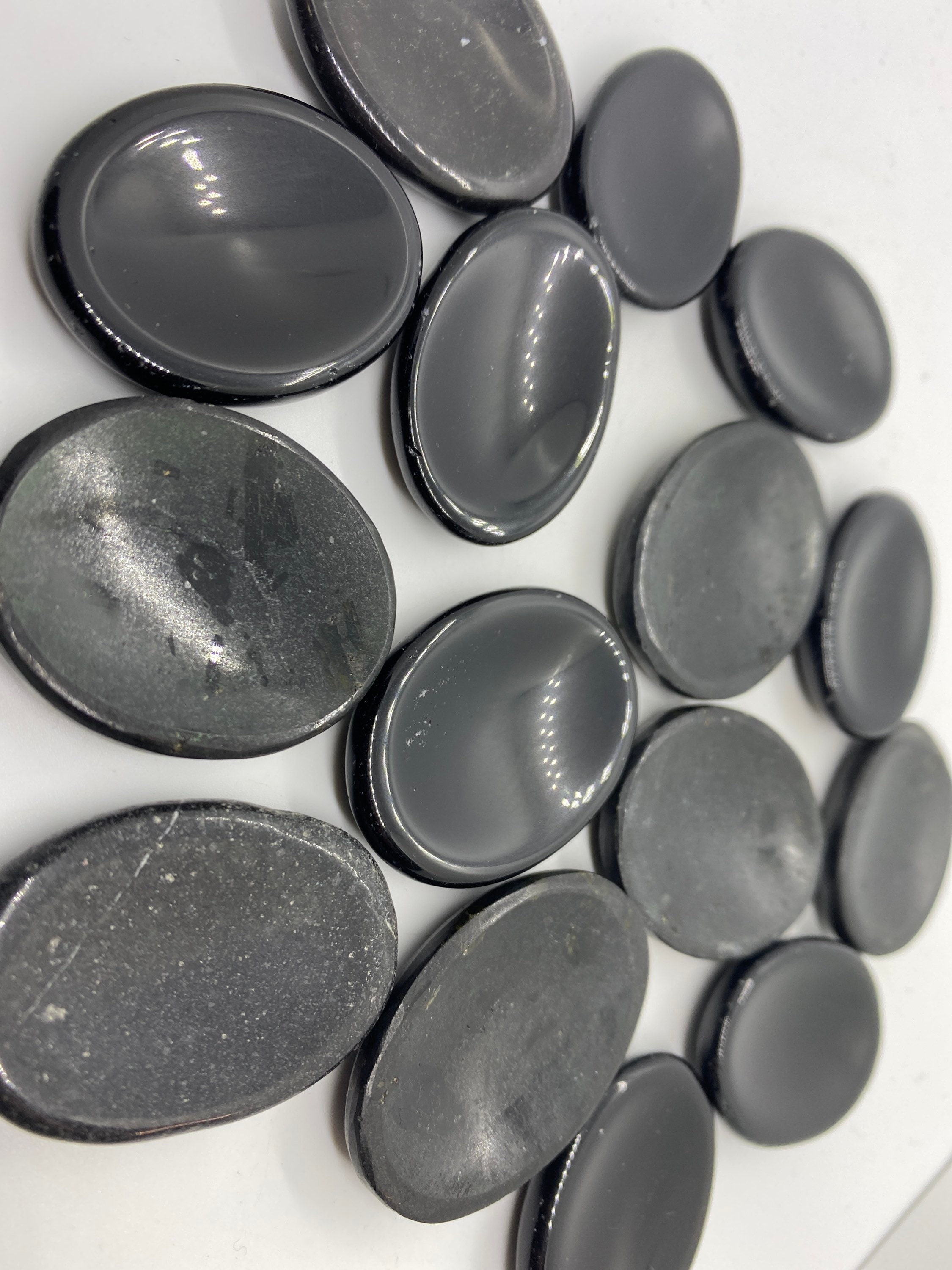 BLACK OBSIDIAN Worry Stone Natural Stone Hand Carved Gemstone Worry ...