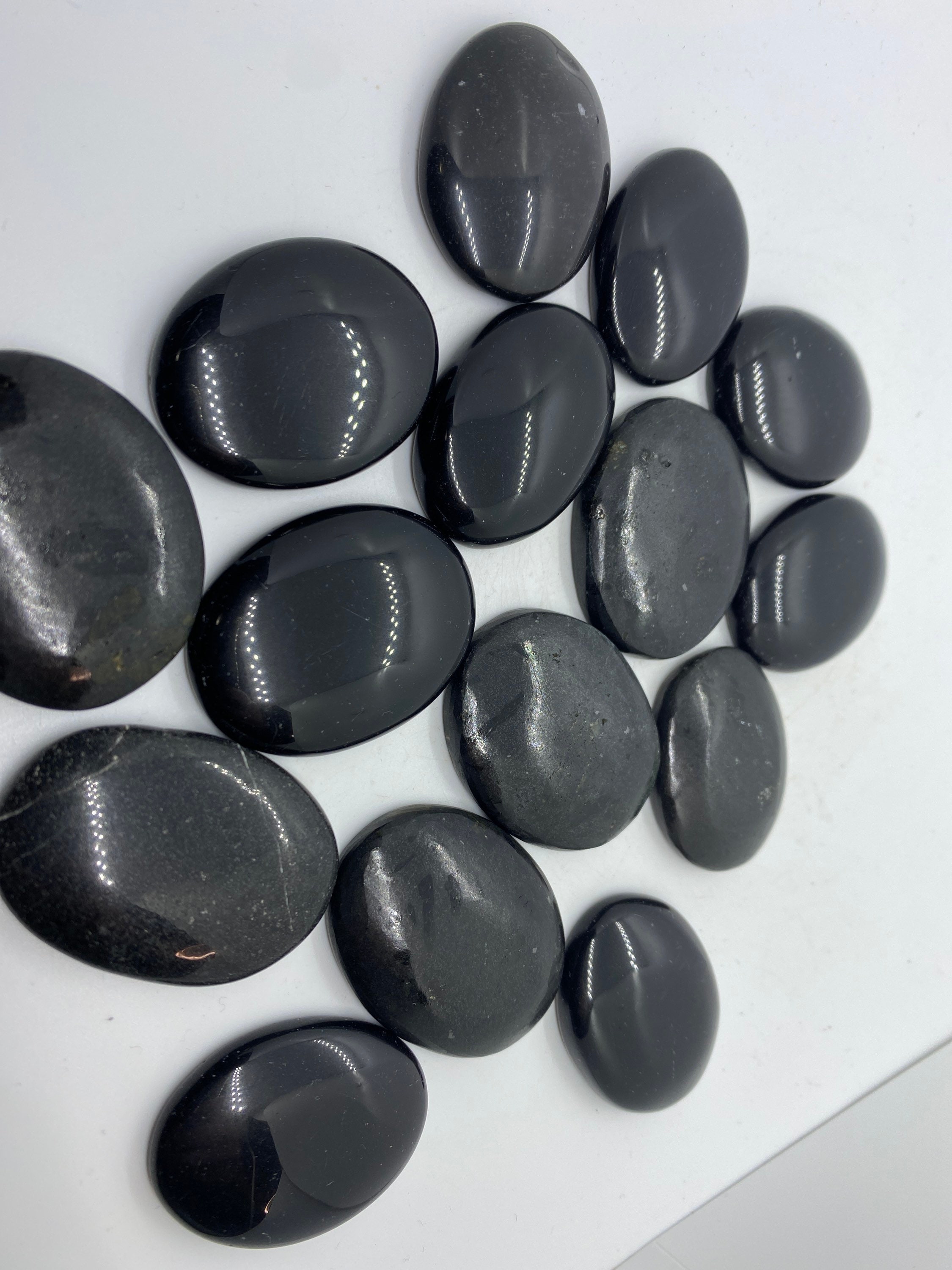 BLACK OBSIDIAN Worry Stone Natural Stone Hand Carved Gemstone Worry ...