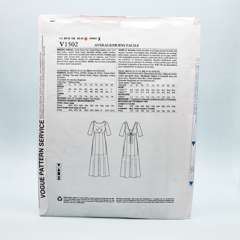 Vogue Patterns V1502 Tracy Reese Dress Sewing Patterns for - Etsy