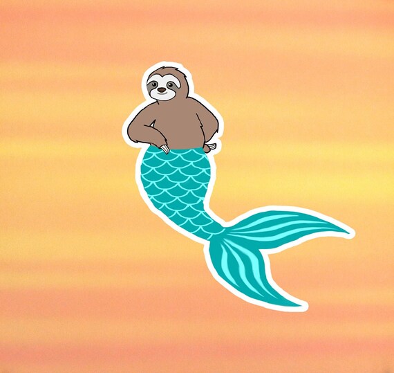 Sloth Mermaid Sticker WATERPROOF/ UV RESISTANT Multiple - Etsy