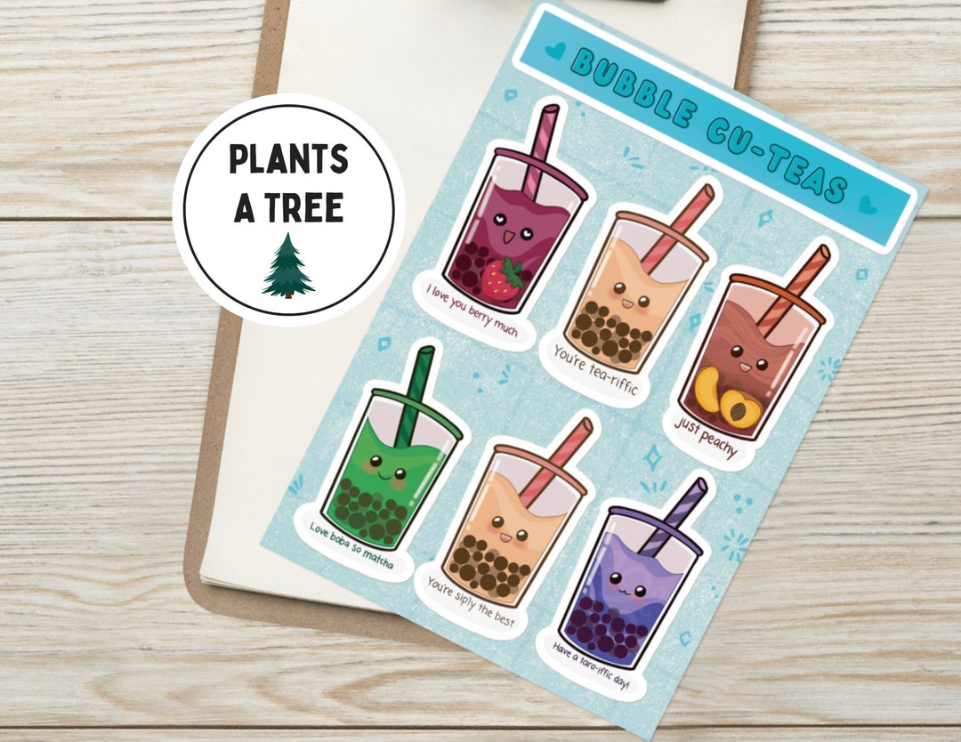 Kawaii Boba Tea Stickers Bubble Tea Sticker Sheet Milk Tea - Etsy