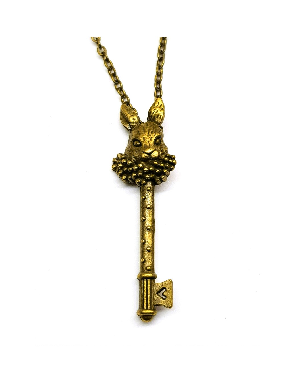 Easter Bunny Rabbit Keyring or Necklace, Antique Gold, Rabbit Magical ...