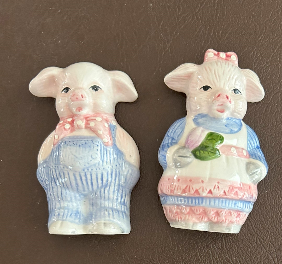 Set of 2 Cute Cut in Half Vintage Ceramic Pig Figurines - Etsy