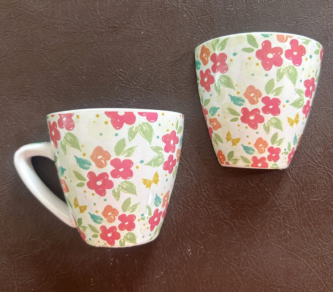 Mini Half Cups; Floral Ceramic; Mosaic Tile Supply - Etsy