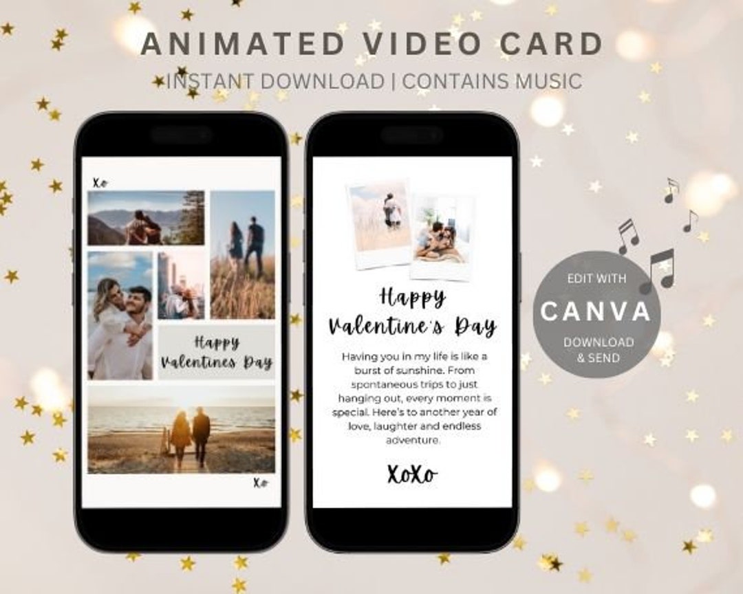 Animated Valentine's Card | Valentine's Editable Template | Smartphone ...