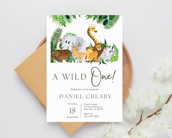 Editable Animal Birthday Invitation Editable Safari Birthday Invitation ...