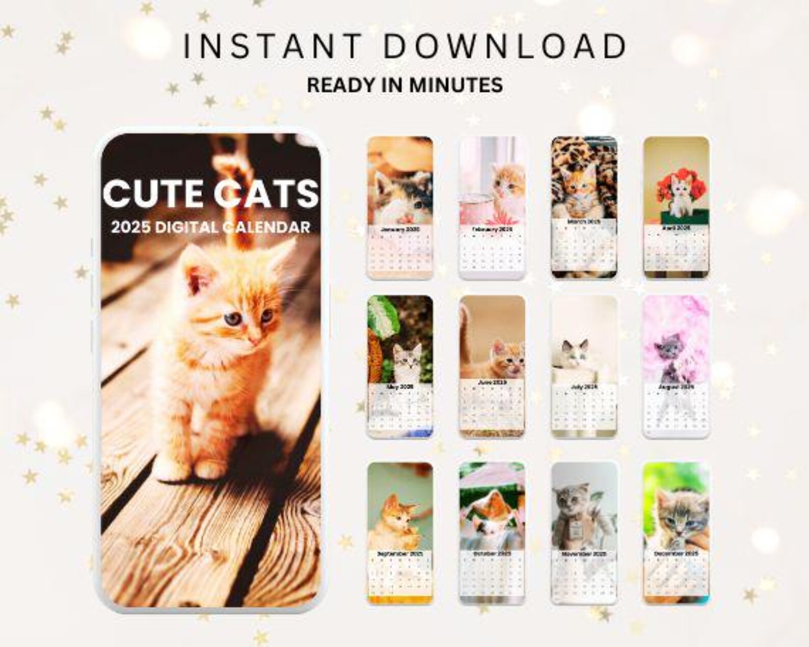 2025 Cat-themed Digital Calendar | Cute Cat Photos | Customisable Cat ...