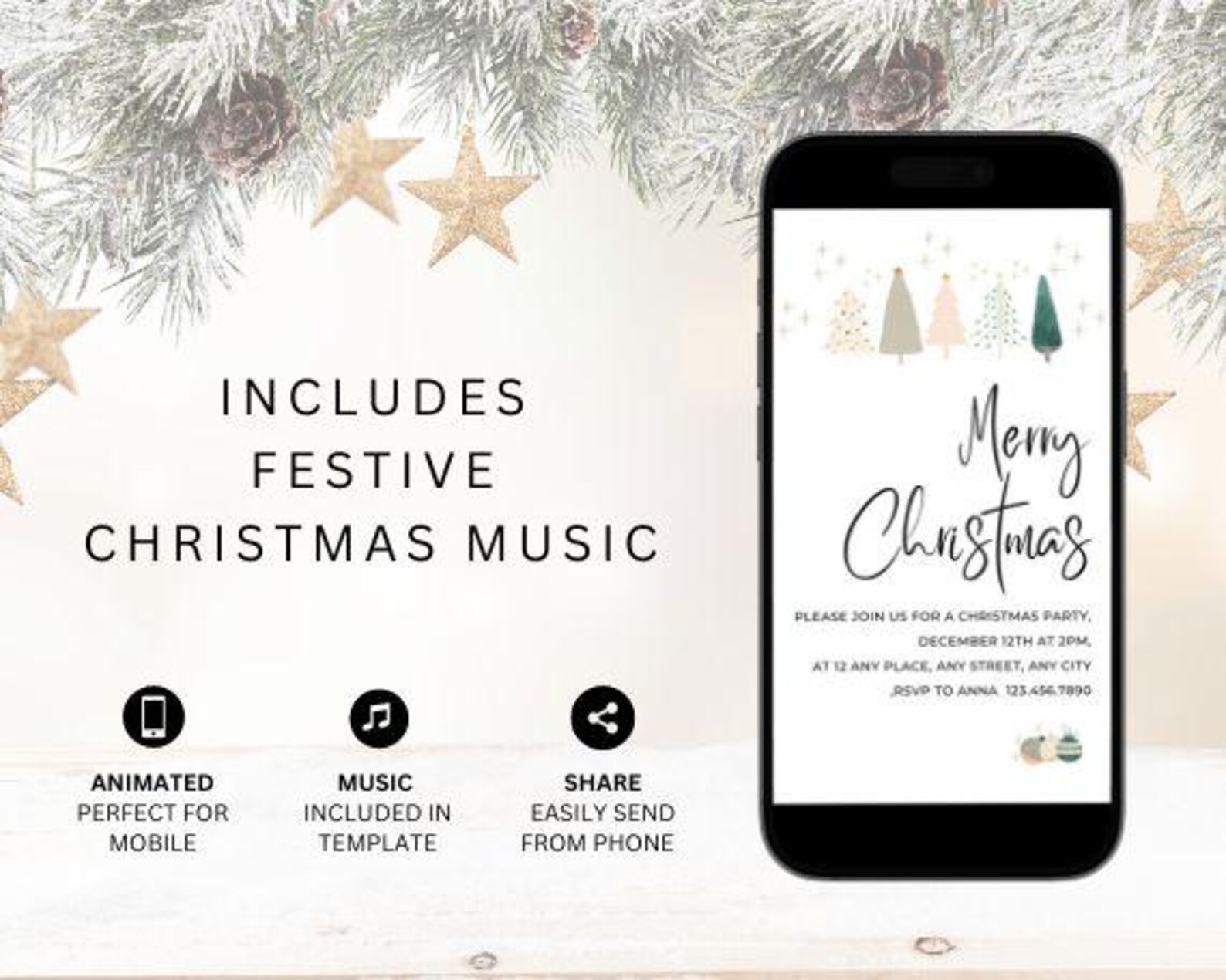 Mobile Invitation | Animated Christmas Party Invitation | Editable ...