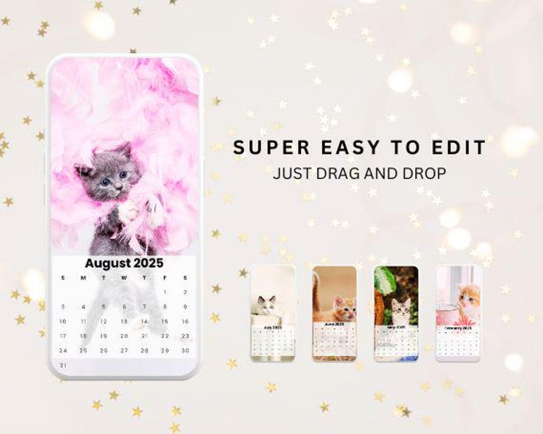 2025 Cat-themed Digital Calendar | Cute Cat Photos | Customisable Cat ...