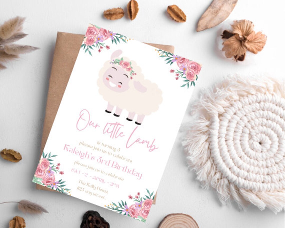 Little Lamb First Birthday Invitation 1st Birthday Sheep Birthday ...
