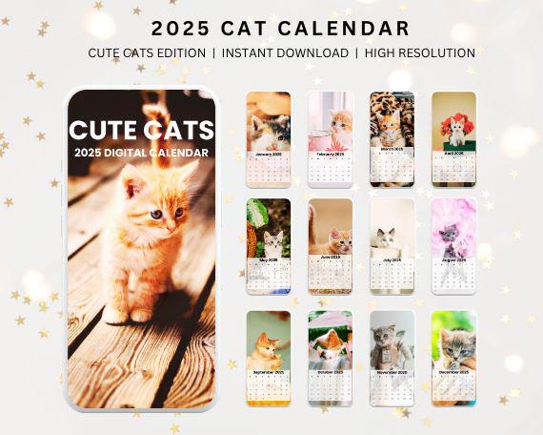 2025 Cat-themed Digital Calendar | Cute Cat Photos | Customisable Cat ...