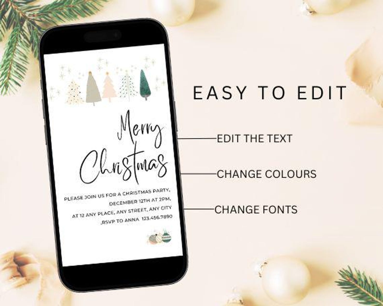 Mobile Invitation | Animated Christmas Party Invitation | Editable ...