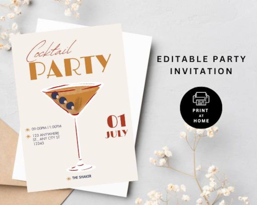 Cocktail Party Invitation | Cocktail Party Editable | Cocktail Party ...