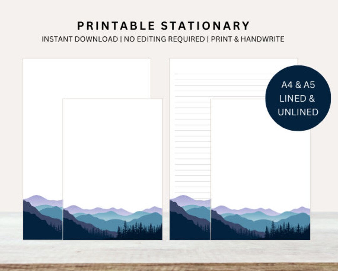 Moutain Printable Stationary | Printable Writing Paper | Note Paper ...