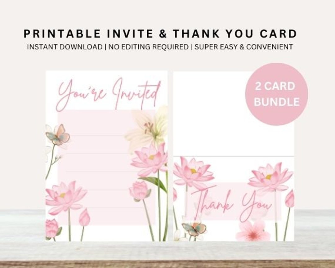 Wildflower Birthday Invitation and Thank You Card Bundle | Wildflower ...