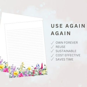 Floral Printable Stationary | Printable Writing Paper | Note Paper ...