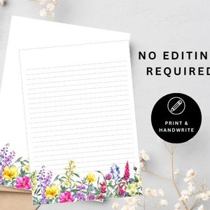 Floral Printable Stationary | Printable Writing Paper | Note Paper ...
