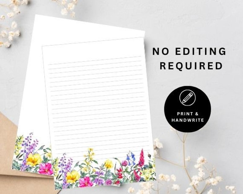 Floral Printable Stationary | Printable Writing Paper | Note Paper ...