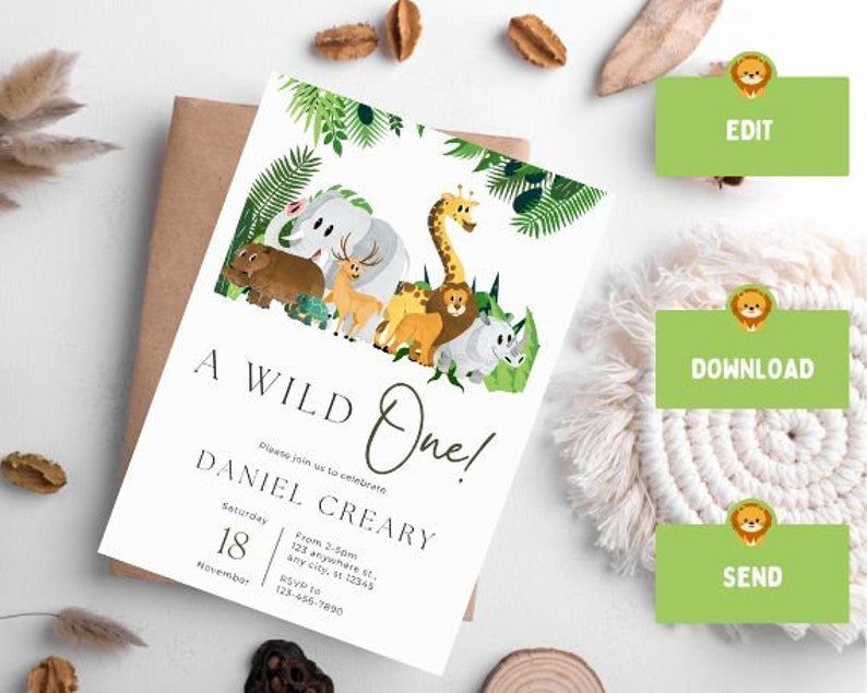 Editable Animal Birthday Invitation | Editable Safari Birthday ...