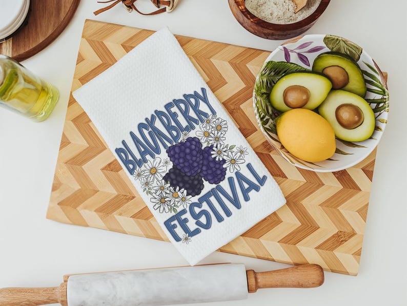 Blackberry Festival Kitchen Towels, Fruit Kitchen Decor, Blackberry ...