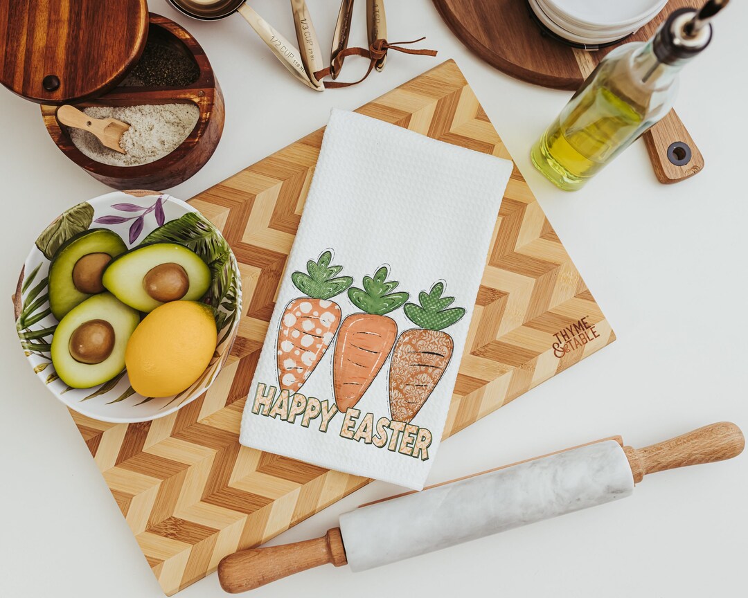 Happy Easter Kitchen Towels for Mom, Cute Carrot Farmhouse Easter Decor ...