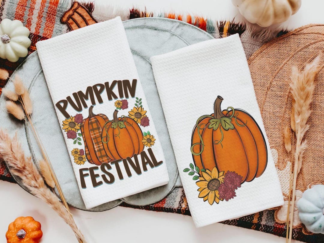 Pumpkin Harvest Plaid Pumpkin Kitchen Towels Home Essentials, Fall Housewarming Gift for Women ...