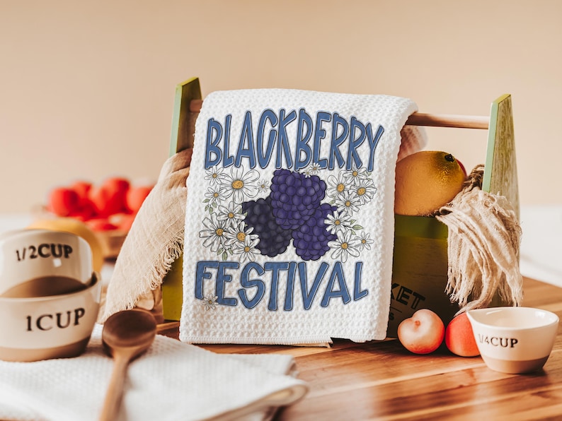 Blackberry Festival Kitchen Towels, Fruit Kitchen Decor, Blackberry ...