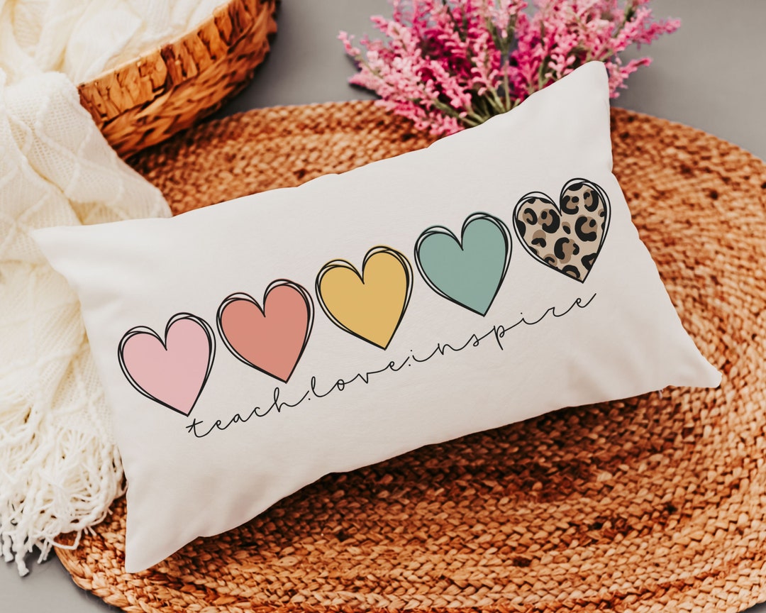 Teach Love Inspire Lumbar Accent Pillow for Couch, 2026 Teacher ...