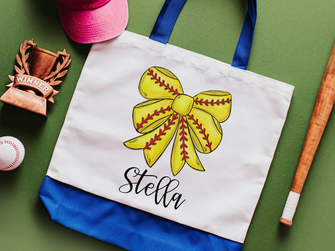Personalized Coquette Bow Tote Bag for Softball Tote Bag for Girls ...