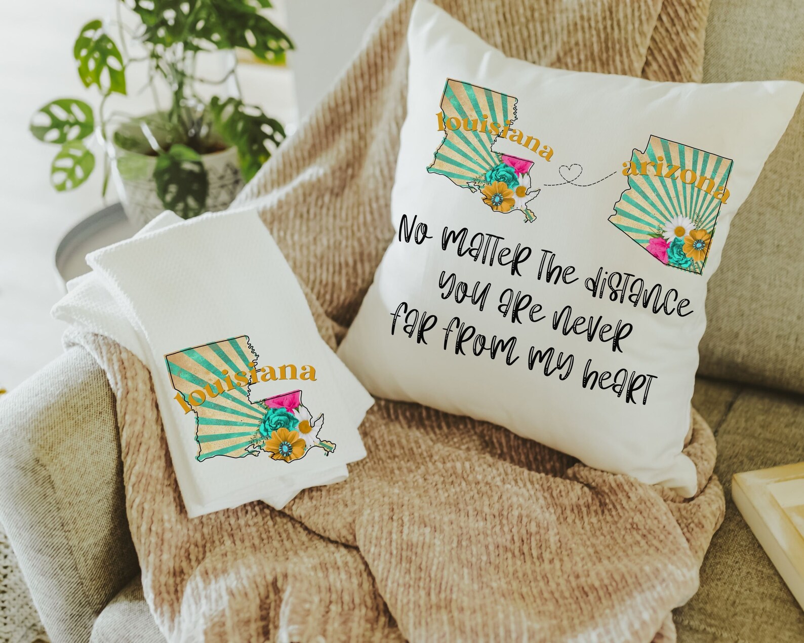 No Matter the Distance Throw Pillows for Couch Long Distance - Etsy