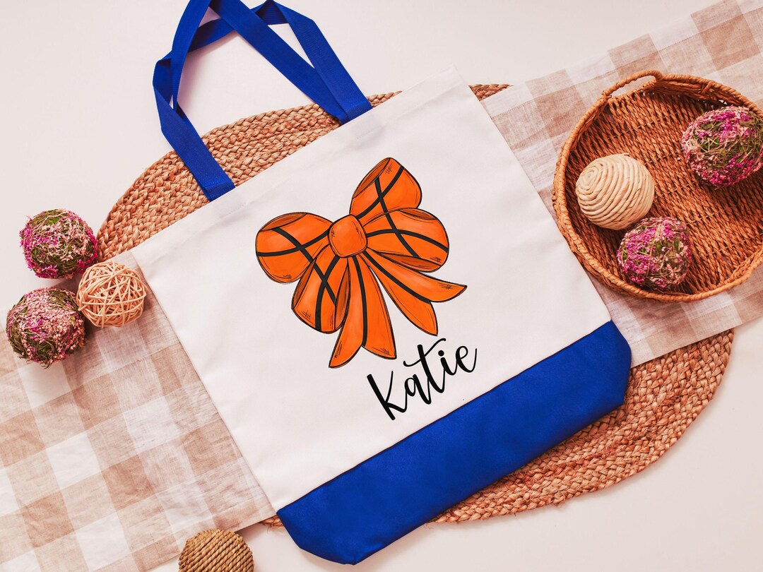 Personalized Girly Basketball Tote Bag for Books, Cute Basketball ...