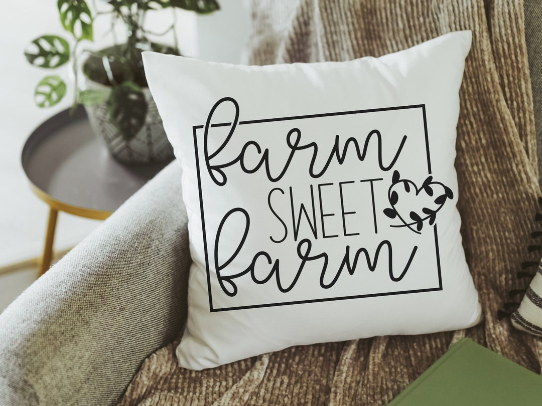 Farm Sweet Farm Pillow, Rustic Farmhouse Decor for Living Room, Farm ...