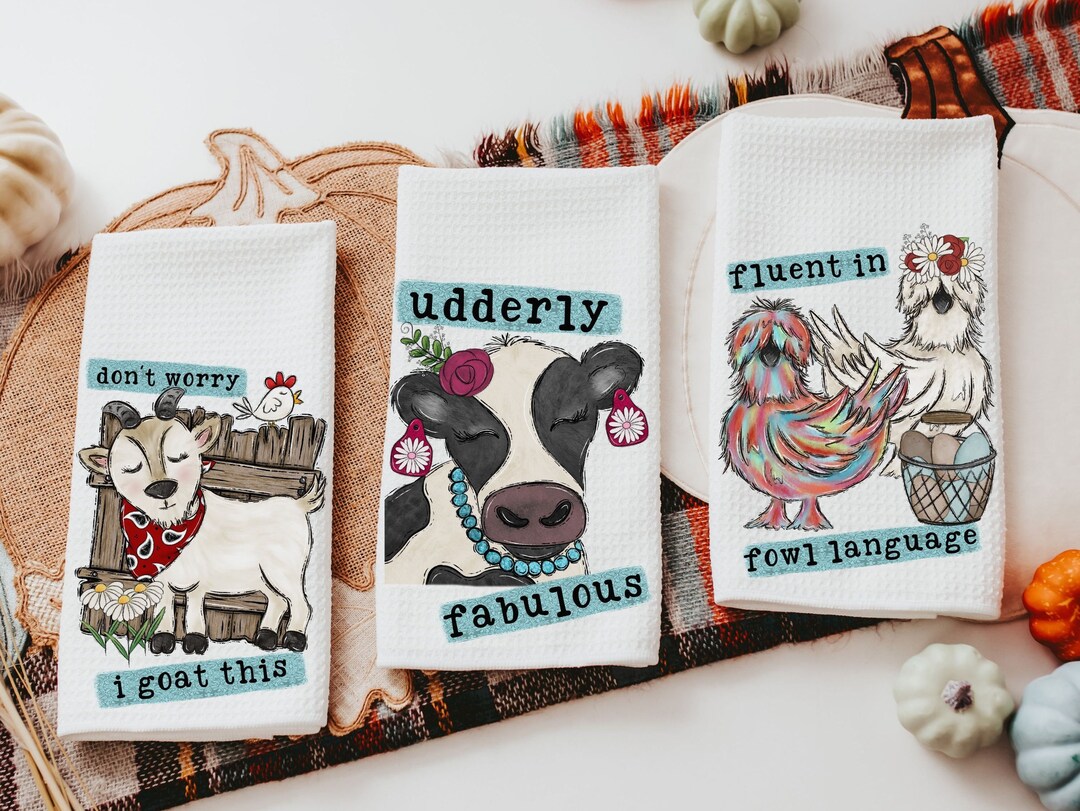 Fluent in Fowl Language Chicken Kitchen Towel, White Elephant Gifts ...