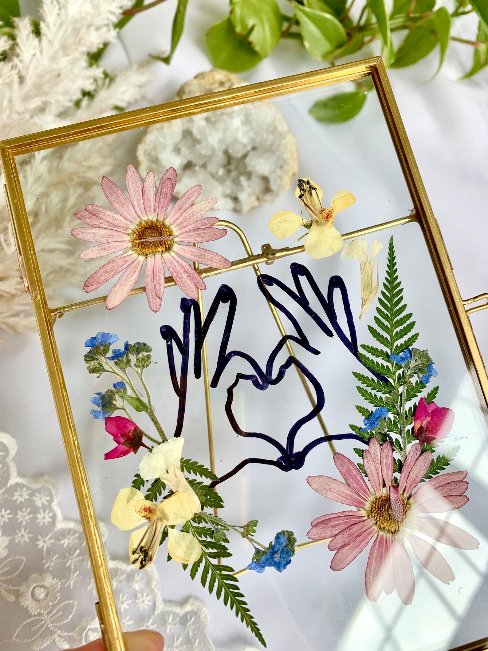 Heart Hands Pressed Flower Frame Home Decor Birthday - Etsy