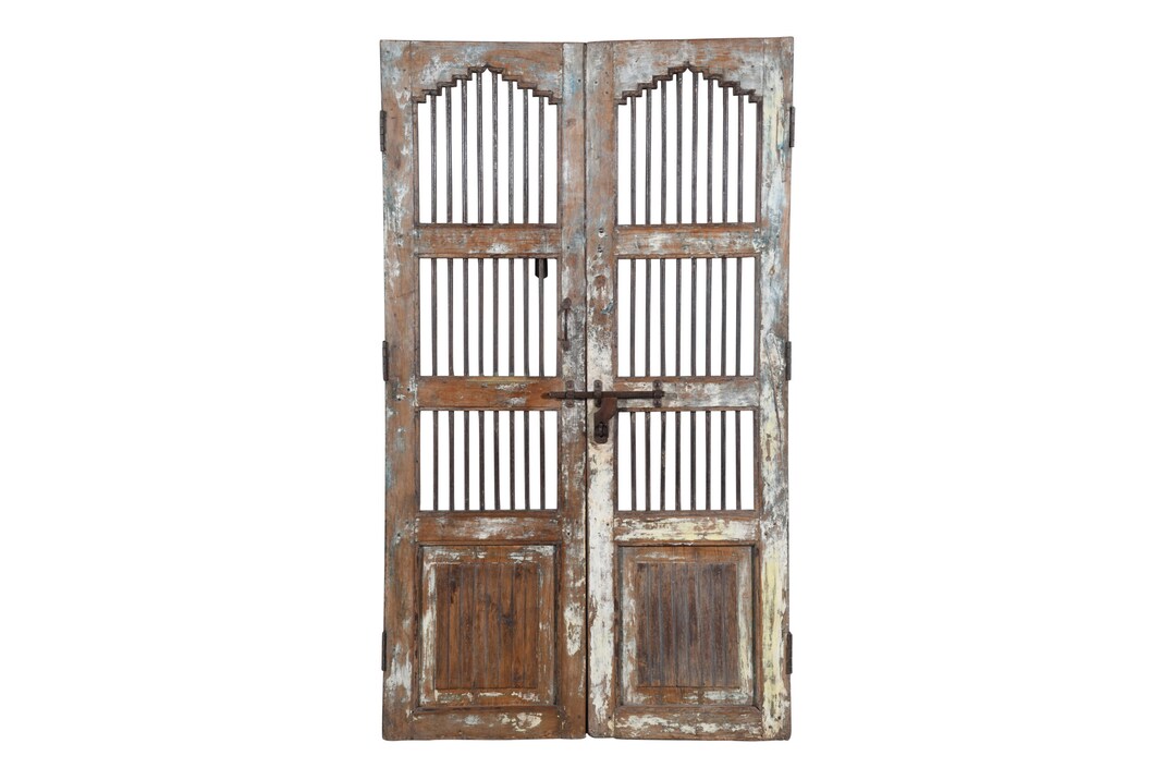 Antique Indian Teak Wood Jali Shutter Doors Vintage Rustic ...