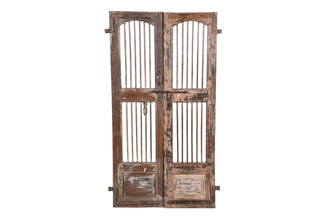Antique Indian Teak Wood Jali Shutter Doors Vintage Rustic ...