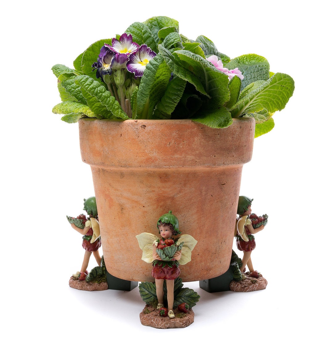 Coloured, Strawberry Fairy, Potty Feet, Set of 3, Plant Pot Stand ...