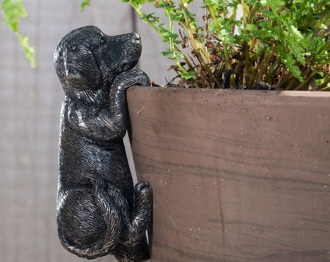 Bronze Labrador Pot Buddy Hanger | Cute Garden Accent - Etsy