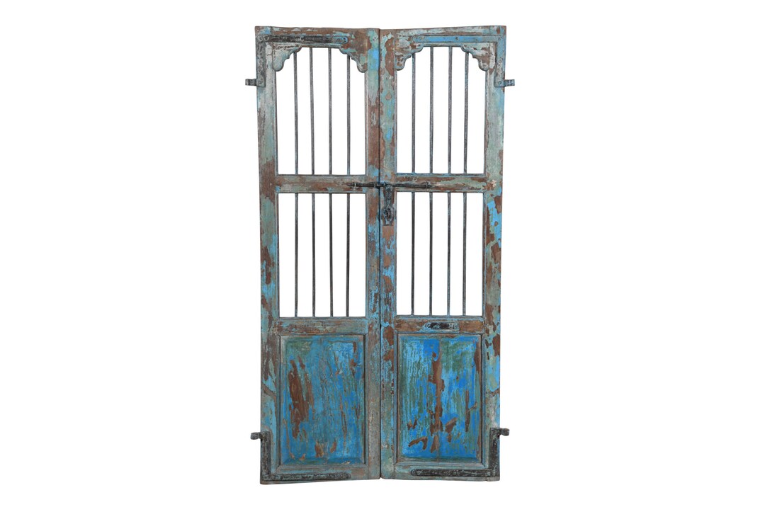 Antique Indian Teak Wood Jali Shutter Doors Vintage Rustic ...